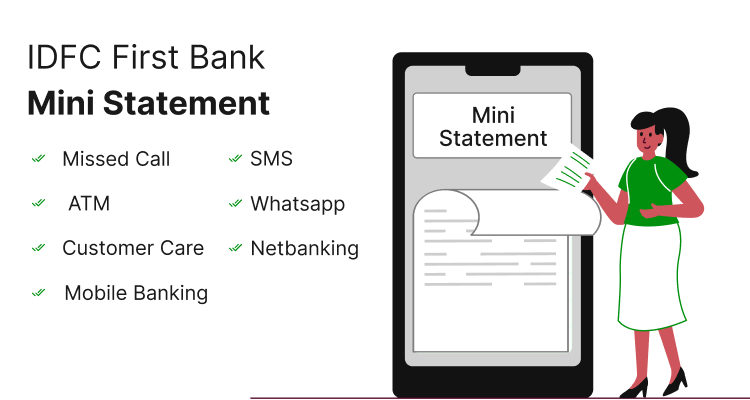 IDFC First Bank Mini Statement by using Missed Call, Whatsapp Number ...